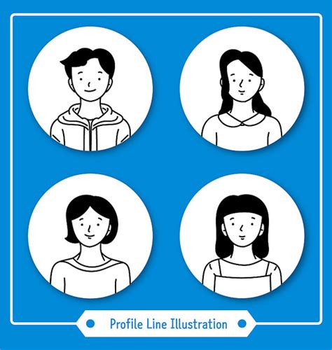 유토이미지 프로필 라인 일러스트여자03