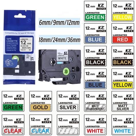 เทปฉลากลามเนต 6 9 12 18 24 36 มม สาหรบเครองพมพ Brother TZE Tze231 TZE 221 Ptouch PTH110