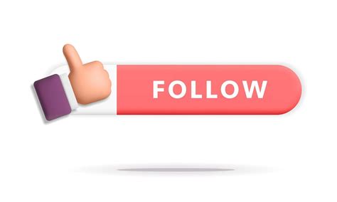 3d vector thumb up hand gesture on red subscribe follow button social