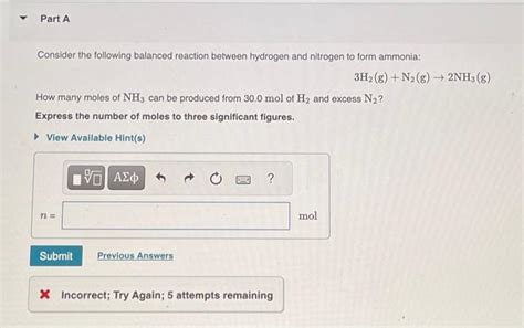 Solved Part A Consider The Following Balanced Reaction