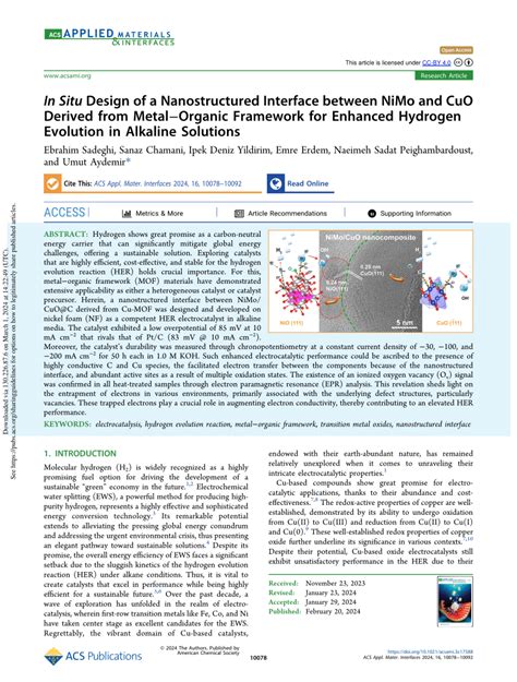 Pdf In Situ Design Of A Nanostructured Interface Between Nimo And Cuo Derived From Metal