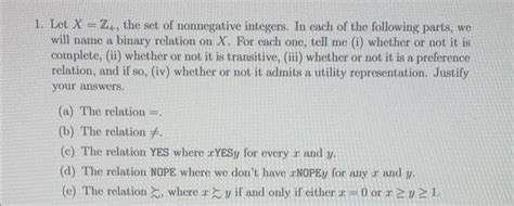 Solved 1 Let Xz The Set Of Nonnegative Integers In Each