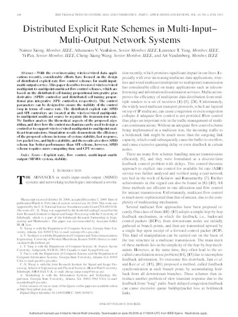 Pdf Distributed Explicit Rate Schemes In Multi Inputmulti Output