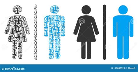 Toilet Persons Mosaic Of Binary Digits Stock Vector Illustration Of