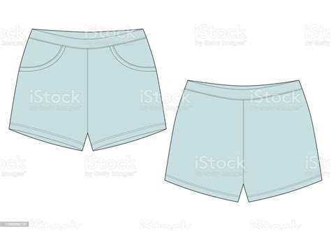 기술 스케치 수면 반바지 바지 디자인 서식 파일입니다 민트 색상 신축성 있는 스포츠 반바지 벡터에 대한 스톡 벡터 아트 및 기타 이미지 Istock