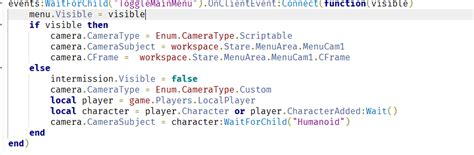 attempt to index nil with intermission scripting support