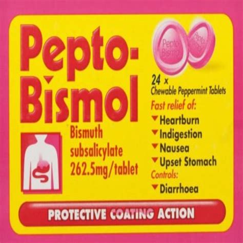 Pepto Bismol Chewable Upstomach And Diarrhoea Relief Tablets 24 Tablets