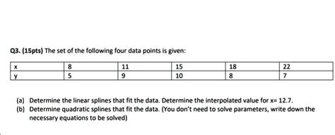 solved q3 15pts the set of the following four data points is given x