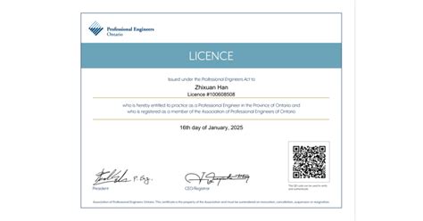 Professional Engineer • Zhixuan Han • Peo Zack Han P Eng M Eng