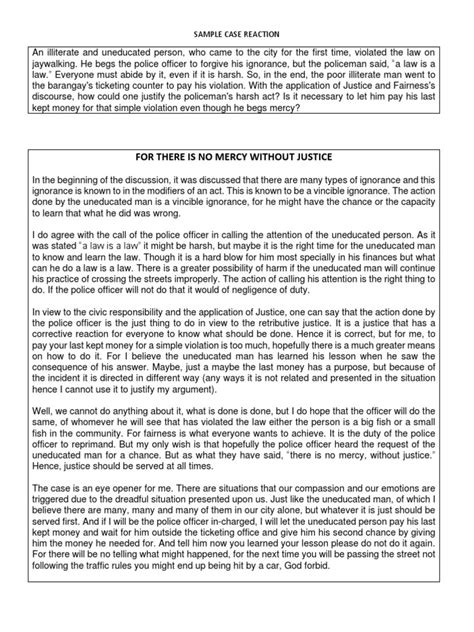 Sample Case Reaction Pdf