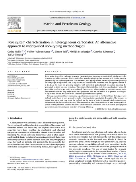Pdf Pore System Characterisation In Heterogeneous Carbonates An