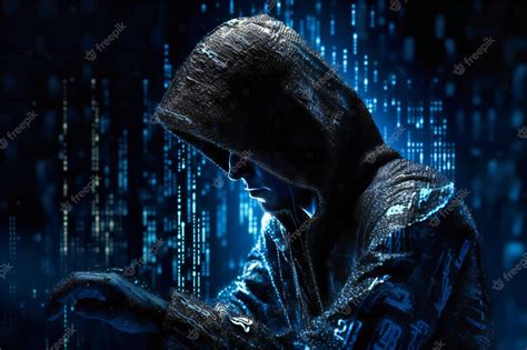 Premium Photo Hacker Cracking A Digital Password Shrouded In Darkness With Binary Code Backdrop