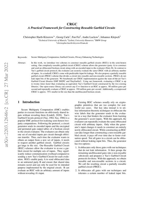 Crgc A Practical Framework For Constructing Reusable Garbled Circuits
