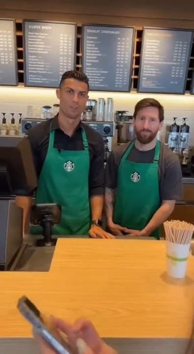 Ronaldo And Messi Working In Starbucks Shorts Ronaldo Messi Ai