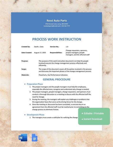 Work Instruction Templates In Word Free Download