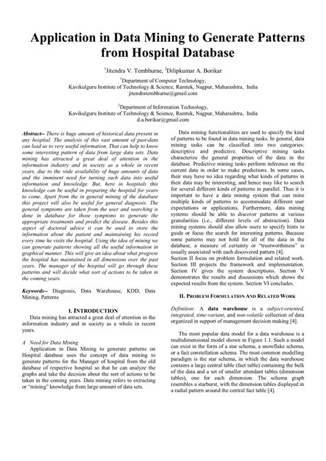 Pdf Application In Data Mining To Generate Patterns From Hospital