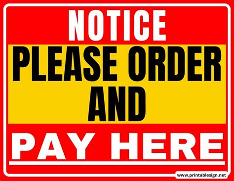 Please Order And Pay Here Sign Free Download