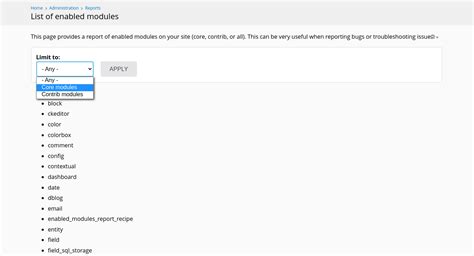 Provide A List Of Enabled Modules Somewhere To Help With Debugging · Issue 5791 · Backdrop