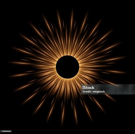 골드 더스트 반짝이 라이트 이펙트 벡터 일러스트레이션이 있는 매직 라운드 프레임 은하계 검은 배경 반짝이는 불 입자 및 일식에서 위아래로 쏘는 에너지 스프레이의 3d