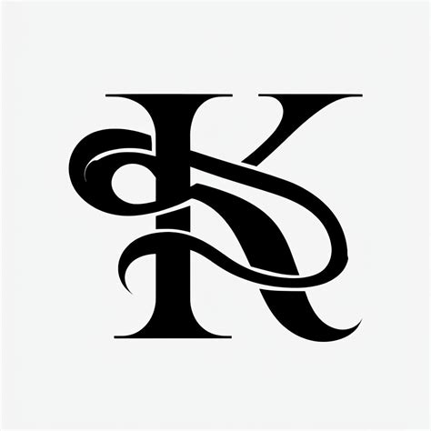 Stylish Black Serif Letter K Monogram Design On White Background