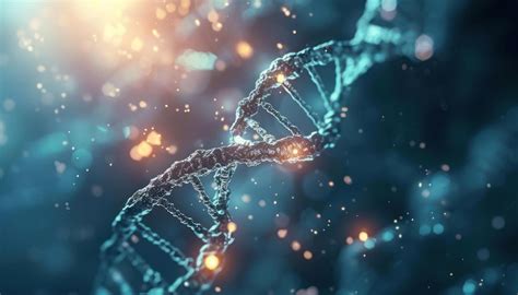 Abstract Representation Of A Dna Strand With Glowing Particles Premium Ai Generated Image