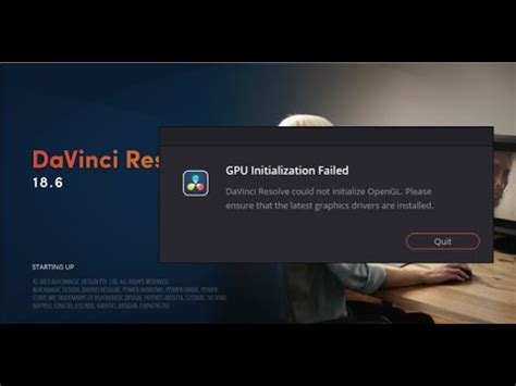 DaVinci Resolve Could Not Initialize OpenGL GPU Initialization Failed Even After Driver