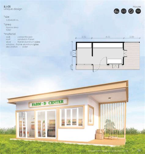 ตู้สำนักงาน บ้านน็อคดาวน์ บ้านสำเร็จรูป ตู้คอนเทนเนอร์ ☑️ ร้านขายผักปลอดสารพิษ ขนาด 3 50 X 8 00m