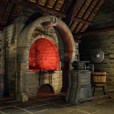 Medieval Forge With Tools And Furnace Coal Furnace University