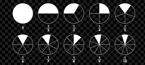 분수 파이는 수학을 위해 나뉩니다 조각으로 원형 파이 세그먼트 슬라이스 세트 간단한 형상 벡터 격리 된 그림 0명에 대한 스톡