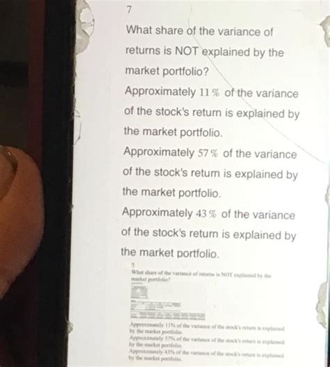 Solved What Share Of The Variance Of Returns Is NOT Chegg