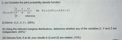 Joint Probability Density Function Queries Rmathshelp