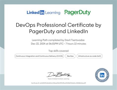 davit tsertsvadze on linkedin certificate of completion