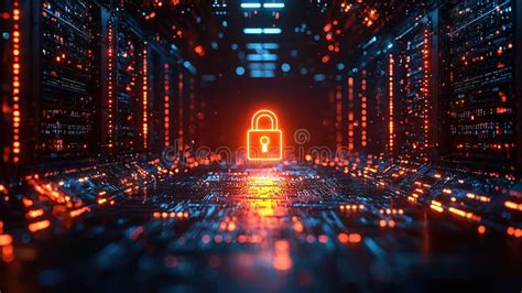 A Glowing Padlock Symbolizes Data Security In A Modern Server Room