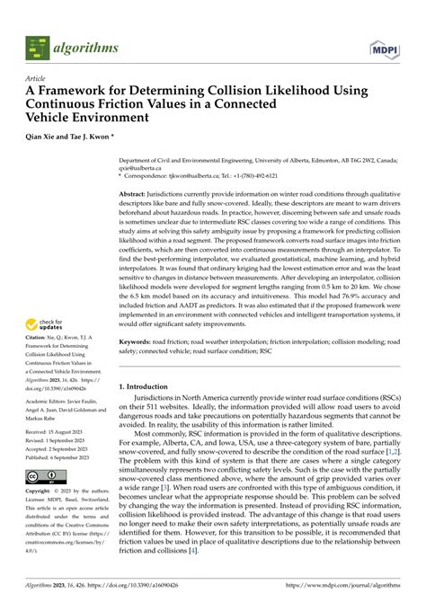 pdf a framework for determining collision likelihood using continuous