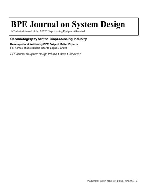 Chromatography For The Bio Processing Industry A Technical Journal Of
