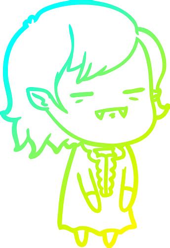 만화 언데드 뱀파이어 소녀의 차가운 그라데이션 선 그리기 귀여운에 대한 스톡 벡터 아트 및 기타 이미지 귀여운 그라데이션