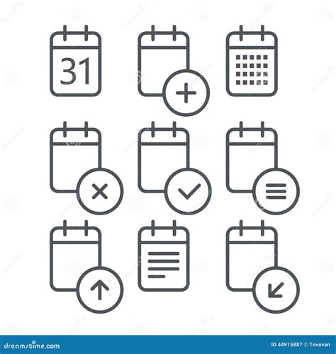 Different Calendar Icons Set With Rounded Corners Stock Vector Illustration Of Icons Browser