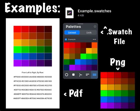 Colorful Color Swatch Palette Color Hex Codes Procreate Swatches Color Scheme Color Chart