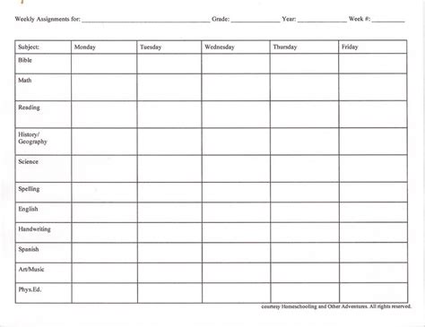 Weekly Assignment Sheet Template Assignment Sheet Homebabe Help Assignments