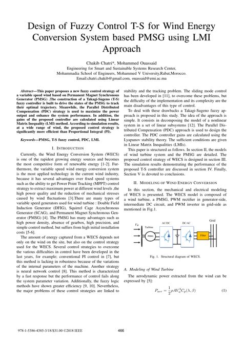 pdf design of fuzzy control t s for wind energy conversion system