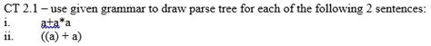 Solved Ct 21 Use Given Grammar To Draw Parse Tree For Each Of The