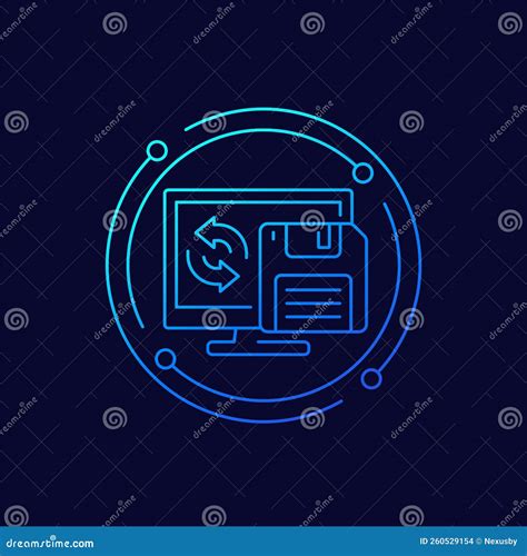Backup Icon With A Floppy Disk Linear Design Stock Vector Illustration Of Transfer Reload
