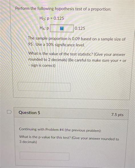 Solved Perform The Following Hypothesis Test Of A