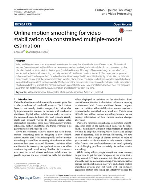 Pdf Online Motion Smoothing For Video Stabilization Via Constrained Multiple Model Estimation