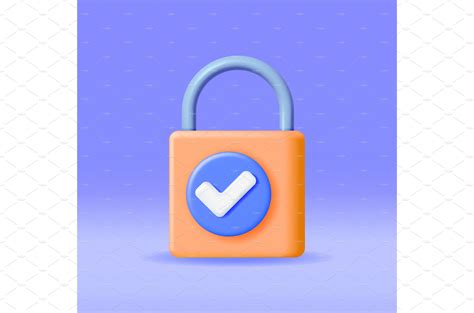 3d Padlock With Approved Checkmark Masterbundles