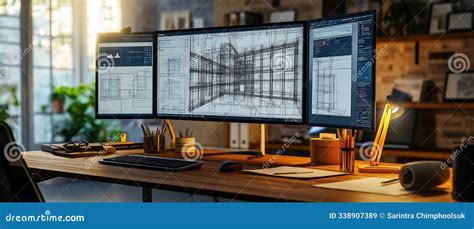 Ai Generator Image Of 3d Blueprint Of An Architectural Structure Stock Illustration