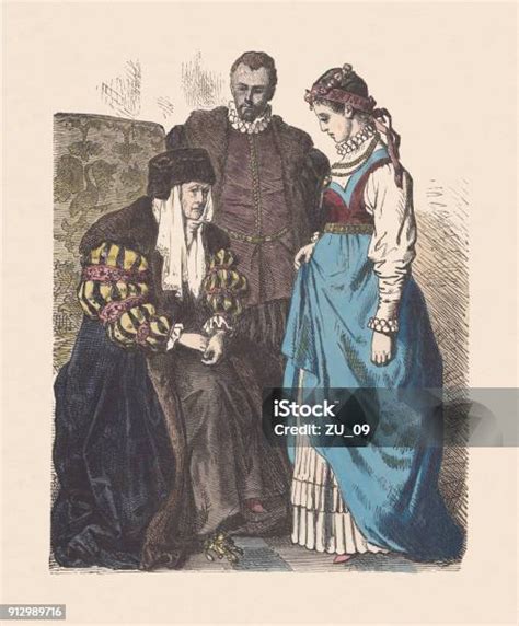 코트 드레스에 폴란드 귀족 16 세기 출판 C 1880 16세기에 대한 스톡 벡터 아트 및 기타 이미지 16세기 3 명 가족 Istock