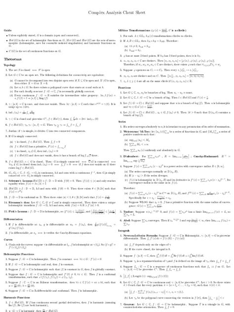 complex analysis theorem cheat sheet pdf holomorphic function