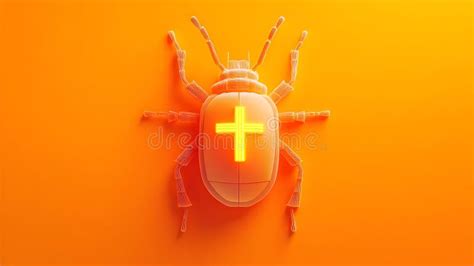 Glowing Cross On A Tech Inspired Bug Set Against An Orange Background Illustrating