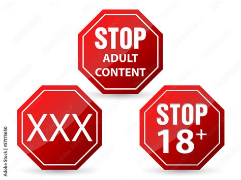 Stop Sign With Adult Content Warnings Stock Vector Adobe Stock